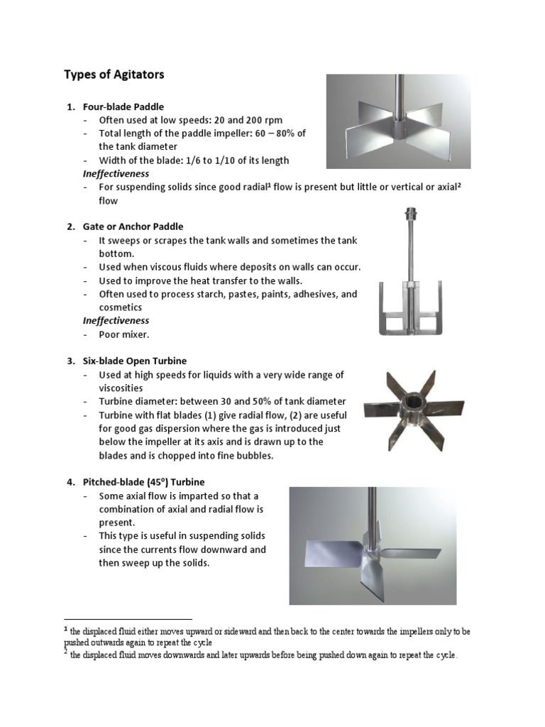 Types of Agitators | PDF | Turbine | Gases