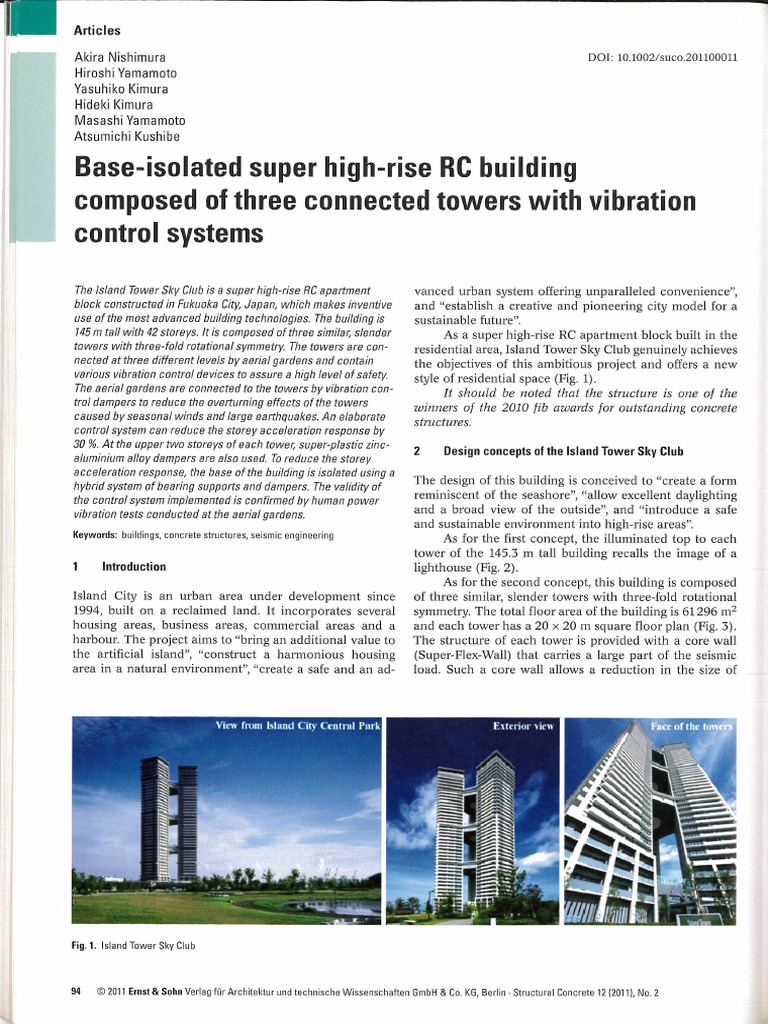 Base-Isolated Super High-Rise RC Building Composed of Three Connected ...