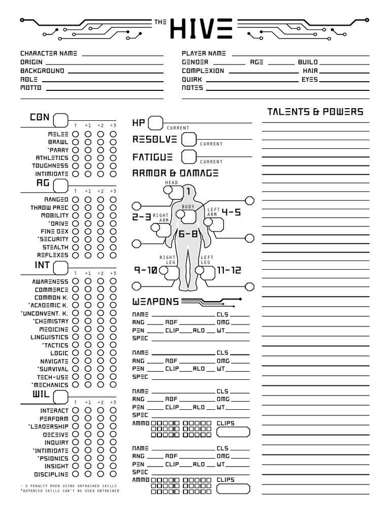Hive Character Sheet | PDF | Role Playing Games | Leisure