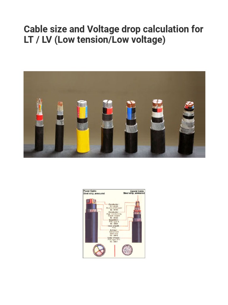 LV and HV Cable Sizing | PDF | Voltage | Battery Charger