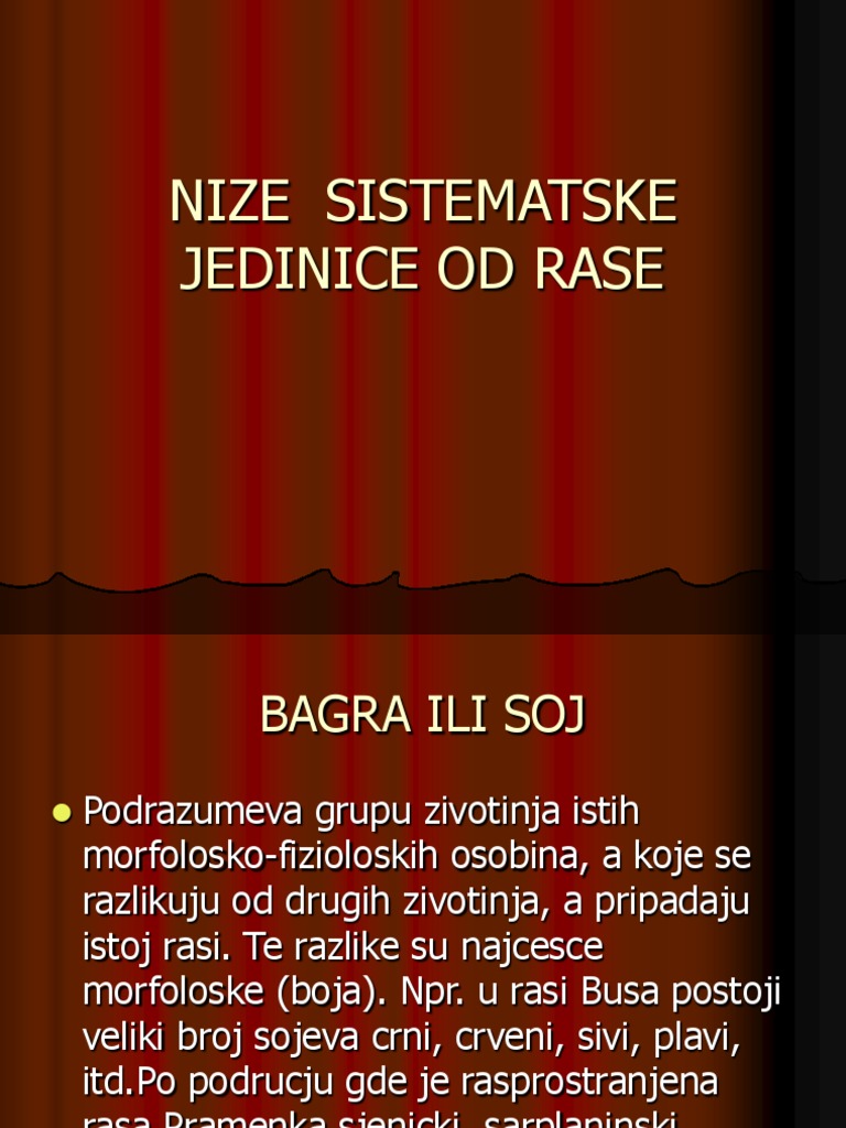 Nize Sistematske Jedinice Od Rase | PDF