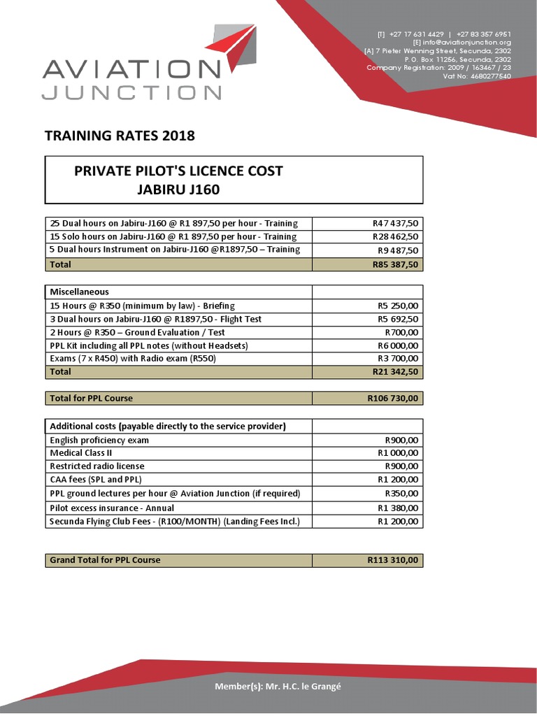 CPL Training Rates December 2018 | PDF | Flight Instructor | Aviation