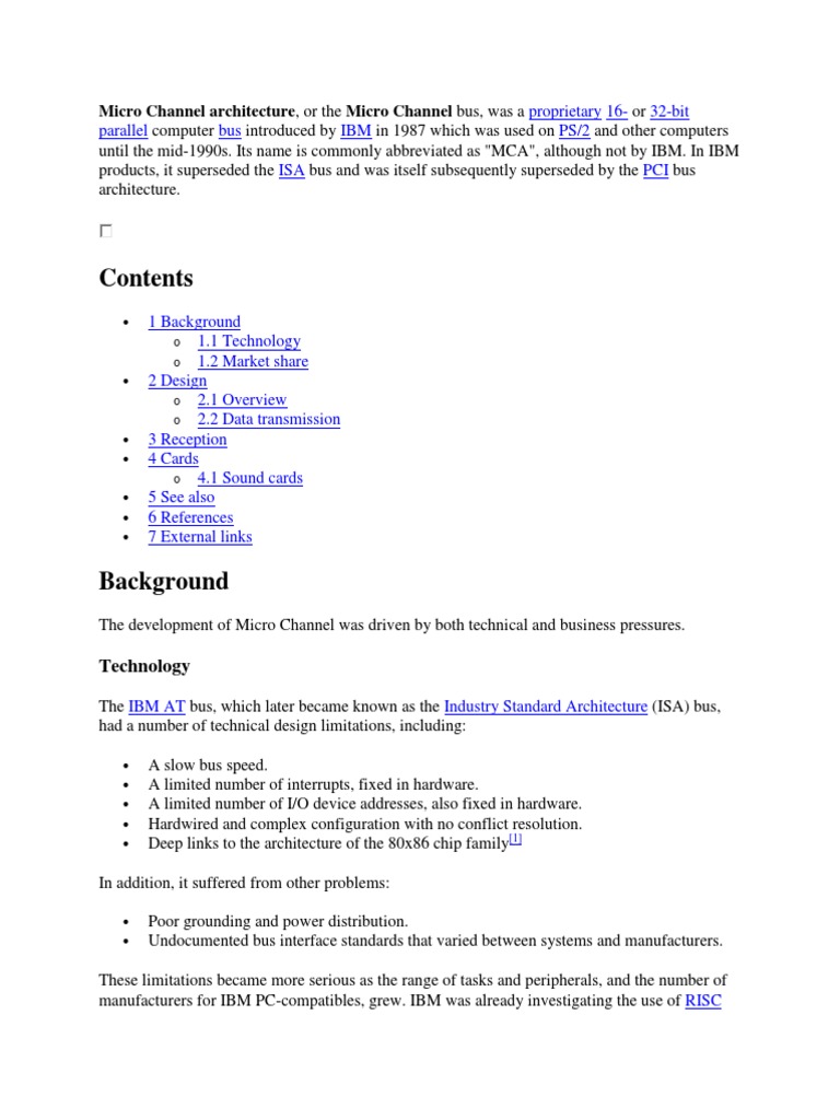 IBM Micro Channel Architecture Overview | PDF | Art | Computers