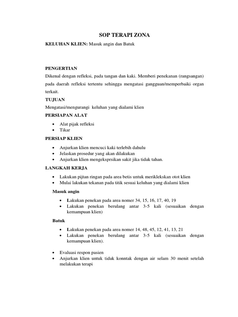 SOP TERAPI Zona | PDF