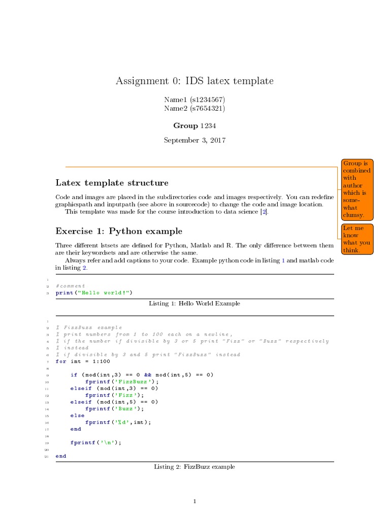 Assignment 0: IDS Latex Template | Download Free PDF | Computer ...