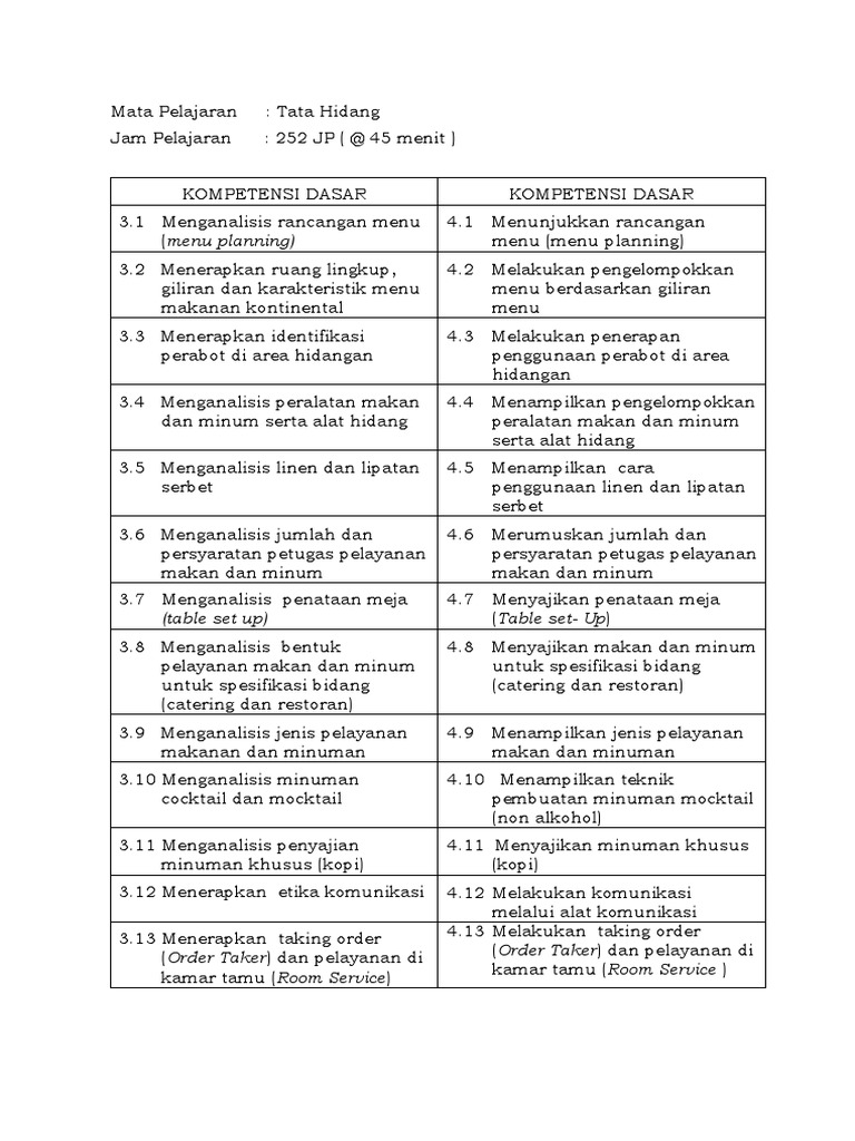 Tata Hidang | PDF