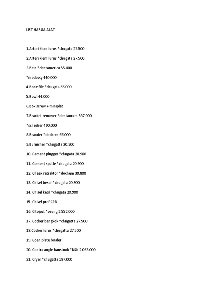 List Harga Alat-1 | PDF