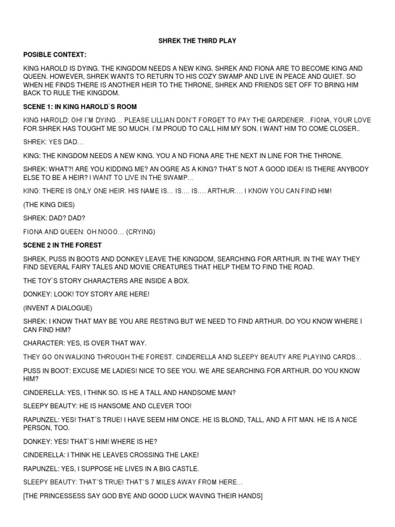 Shrek the Third Play: A Quest to Find the Rightful Heir | PDF | Leisure