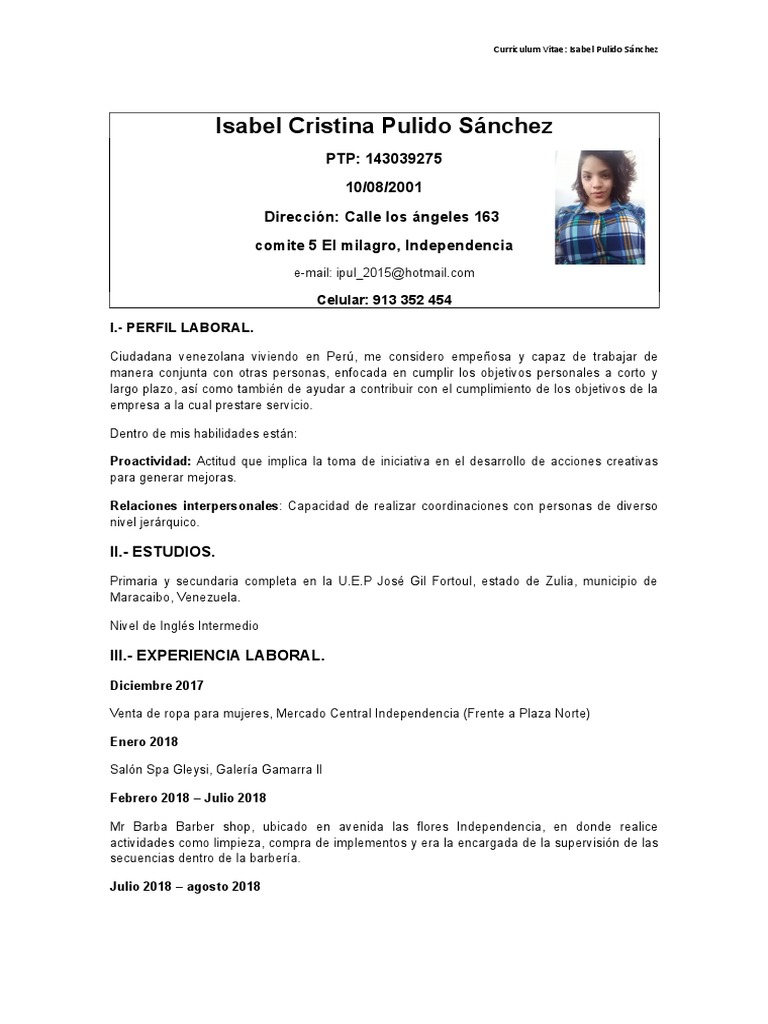 Isabel Pulido CV | PDF | Crecimiento personal y profesional ...