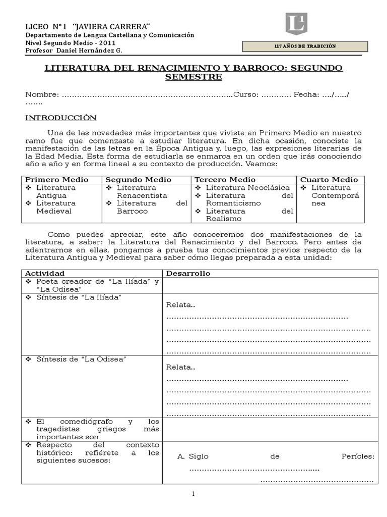 Introducción a la Literatura del Renacimiento y Barroco: Contexto ...