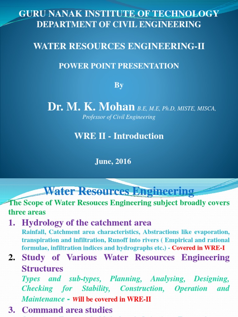 WRE-II Introduction | PDF | Spillway | Dam
