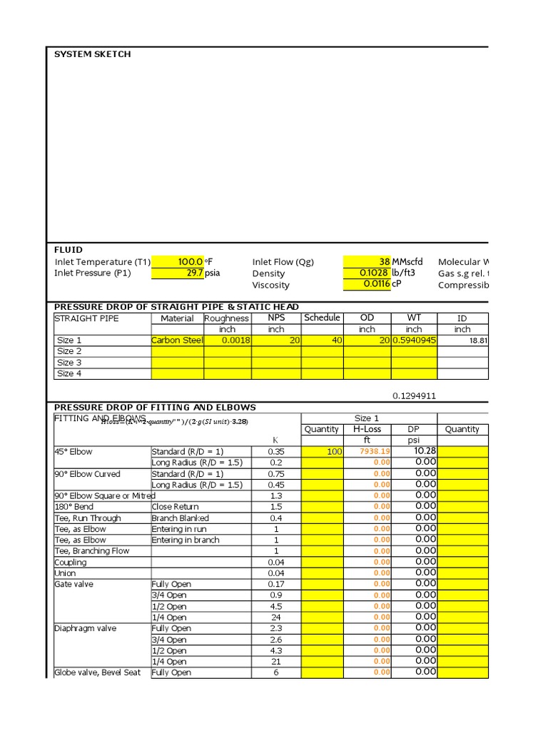 Template Gas Line Sizing | Valve | Pressure