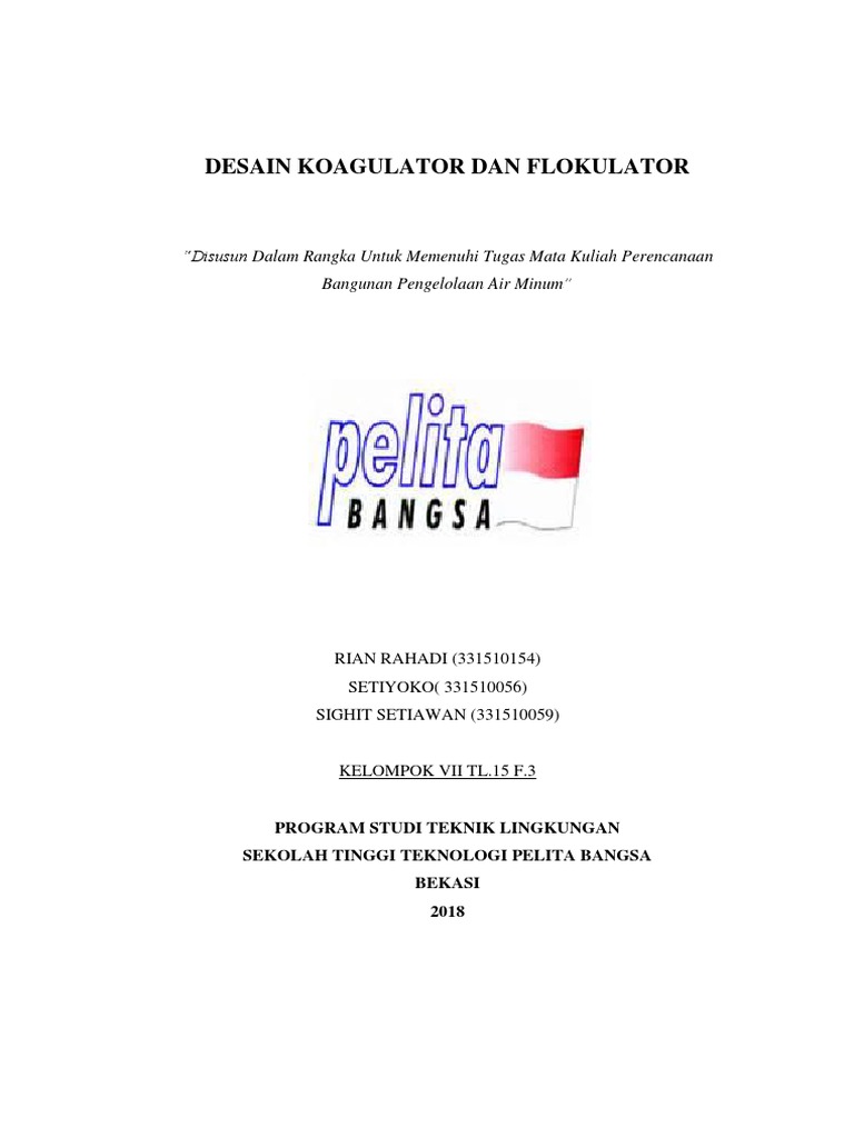 Tugas III PB-PAM Analisis Koagulator Flokulator Kelompok VII TL.15 F.3 ...
