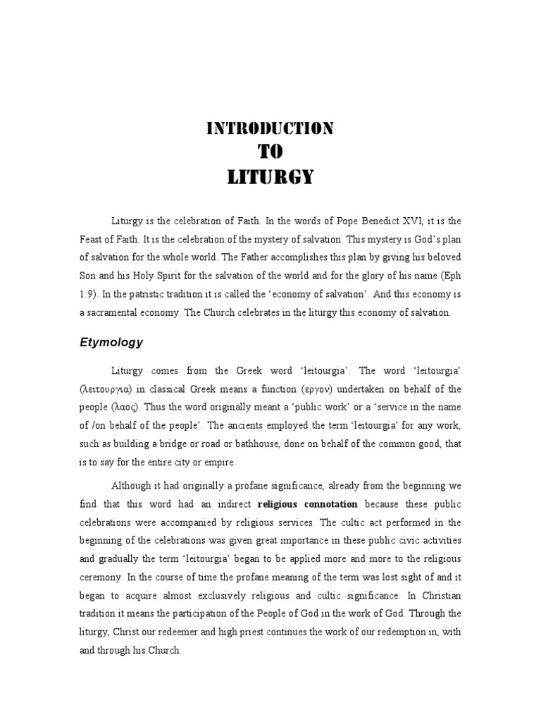 Introduction To Liturgy | PDF | Trinity | God The Father