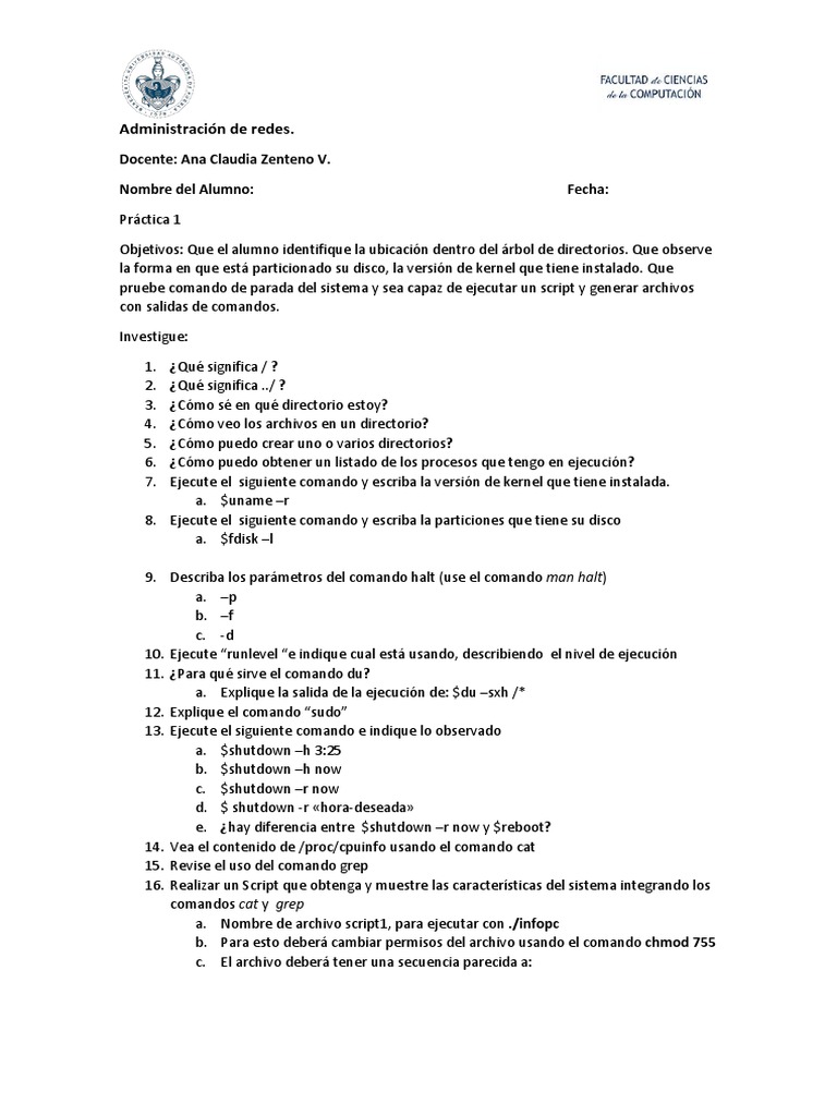 Práctica 1 Admon Redes - Comandos de Parada Del Sistema | PDF