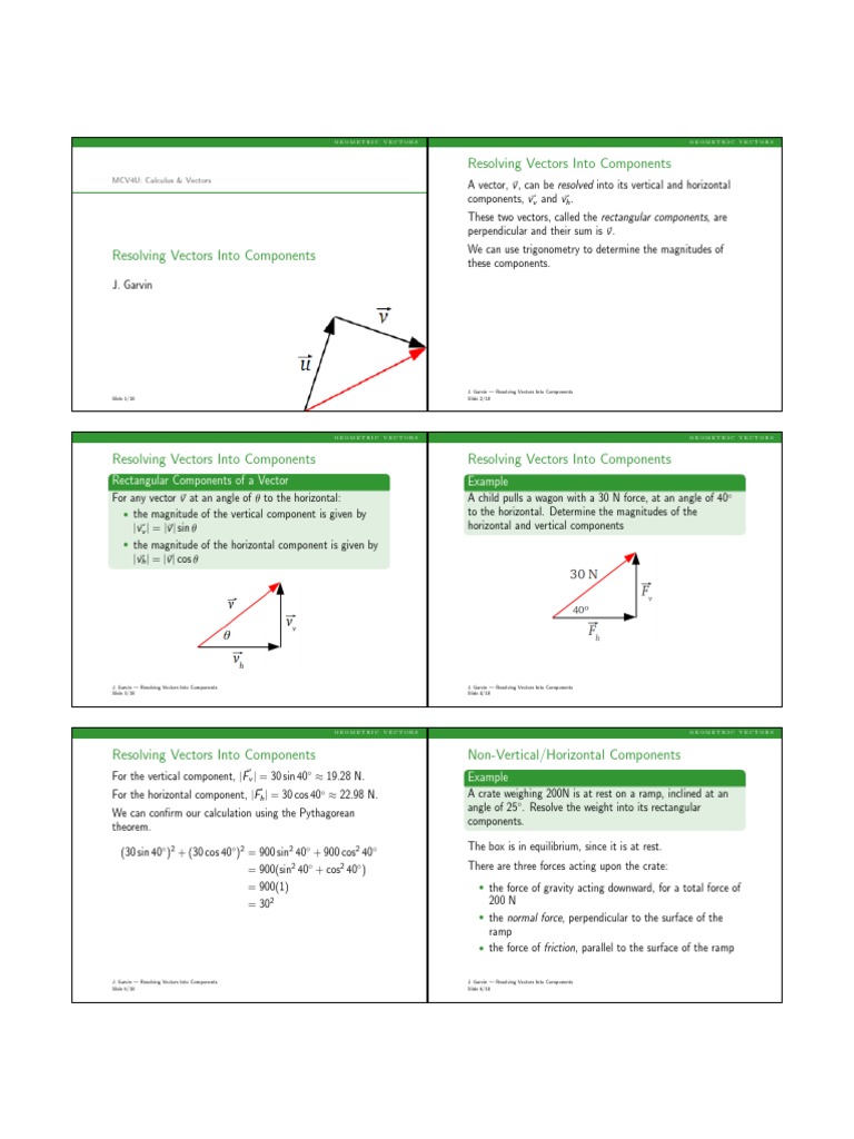 Resolving Vectors into Components Guide | PDF | Euclidean Vector ...