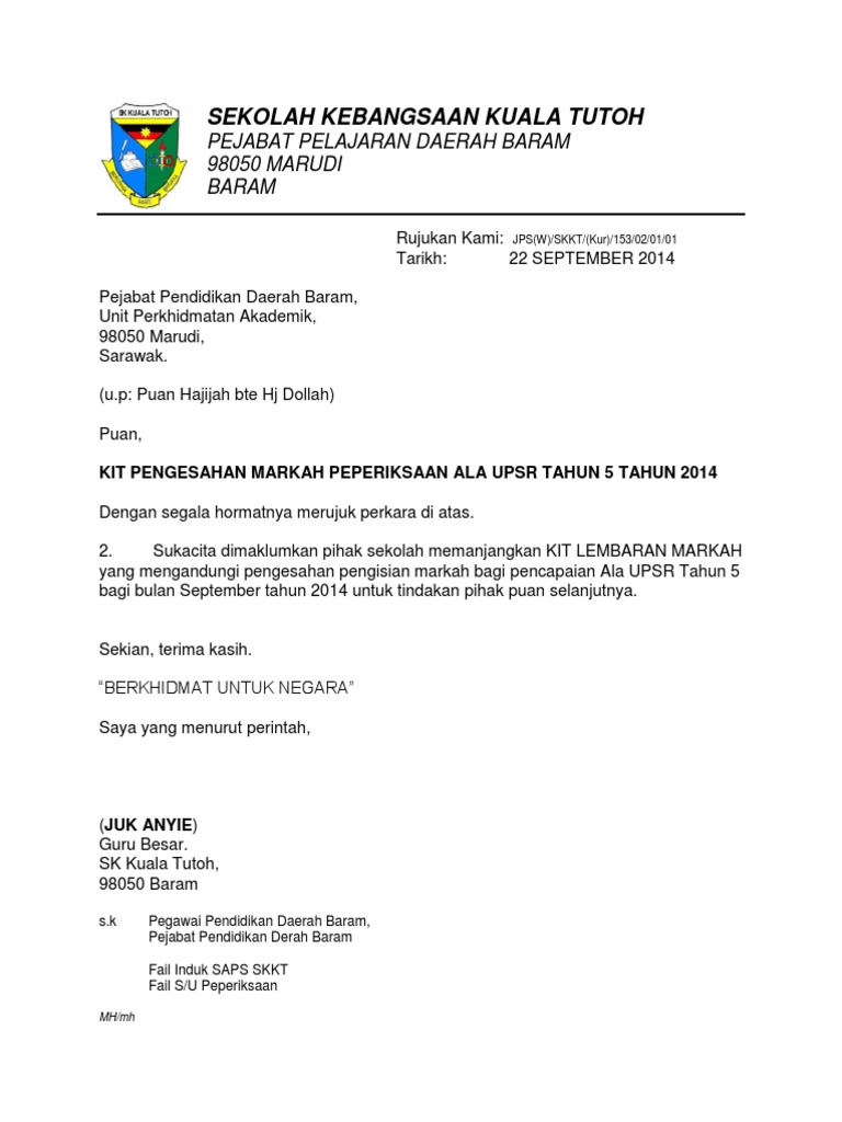 Sekolah Kebangsaan Kuala Tutoh: Pejabat Pelajaran Daerah Baram 98050 ...