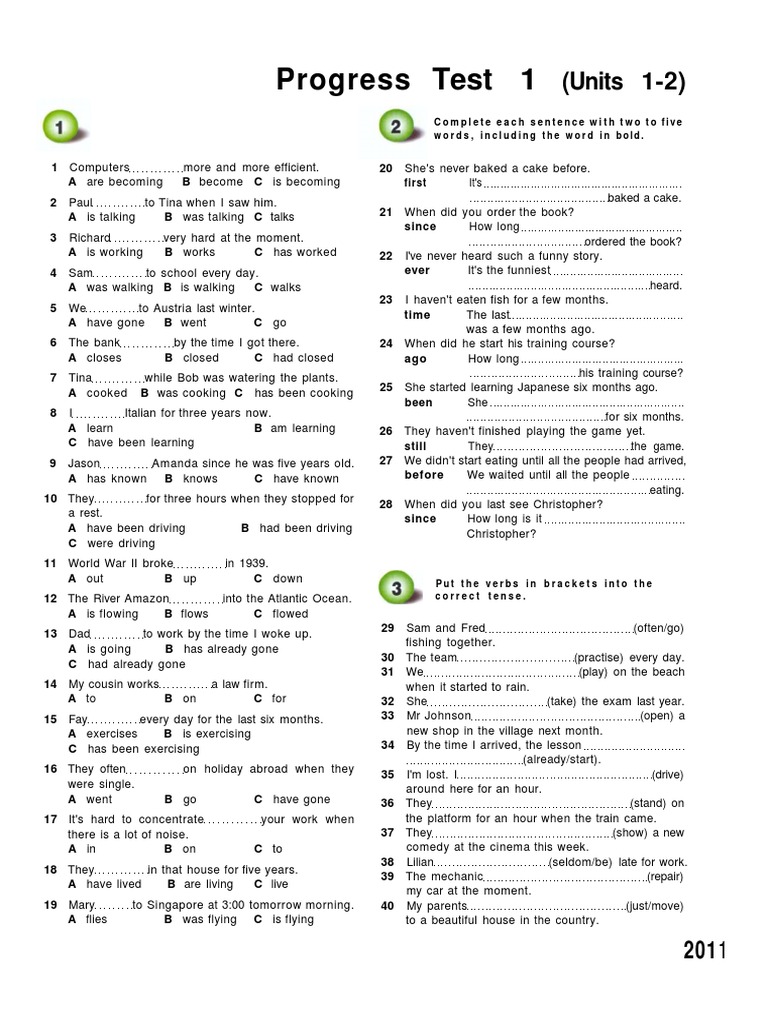 Progress Tests | PDF