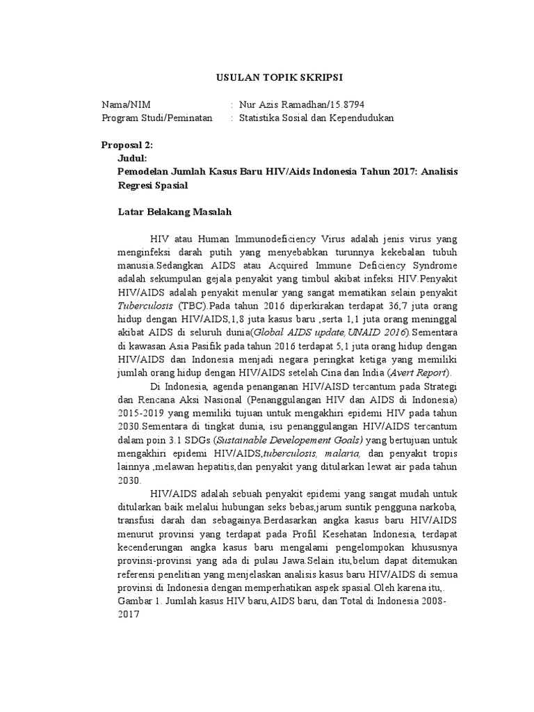 Usulan Topik Skripsi Analisis Reg Spasial HIV Indonesia 2017 | PDF