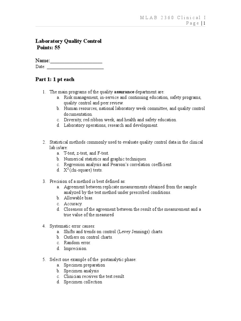 QC Assignment Fall 2013 | PDF | Standard Deviation | Accuracy And Precision