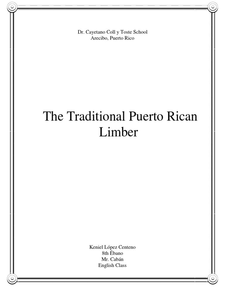 Trabajo de Ingles The Traditional Puerto Rican Limber | PDF | Puerto ...