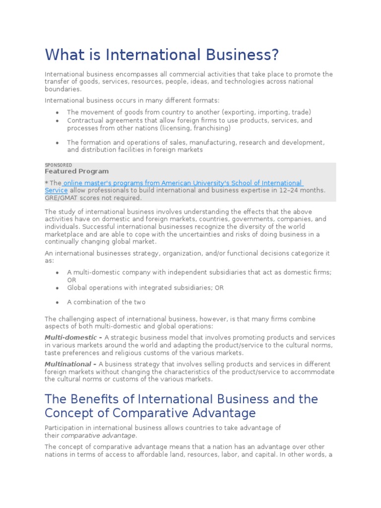 What Is International Business | PDF | International Business ...