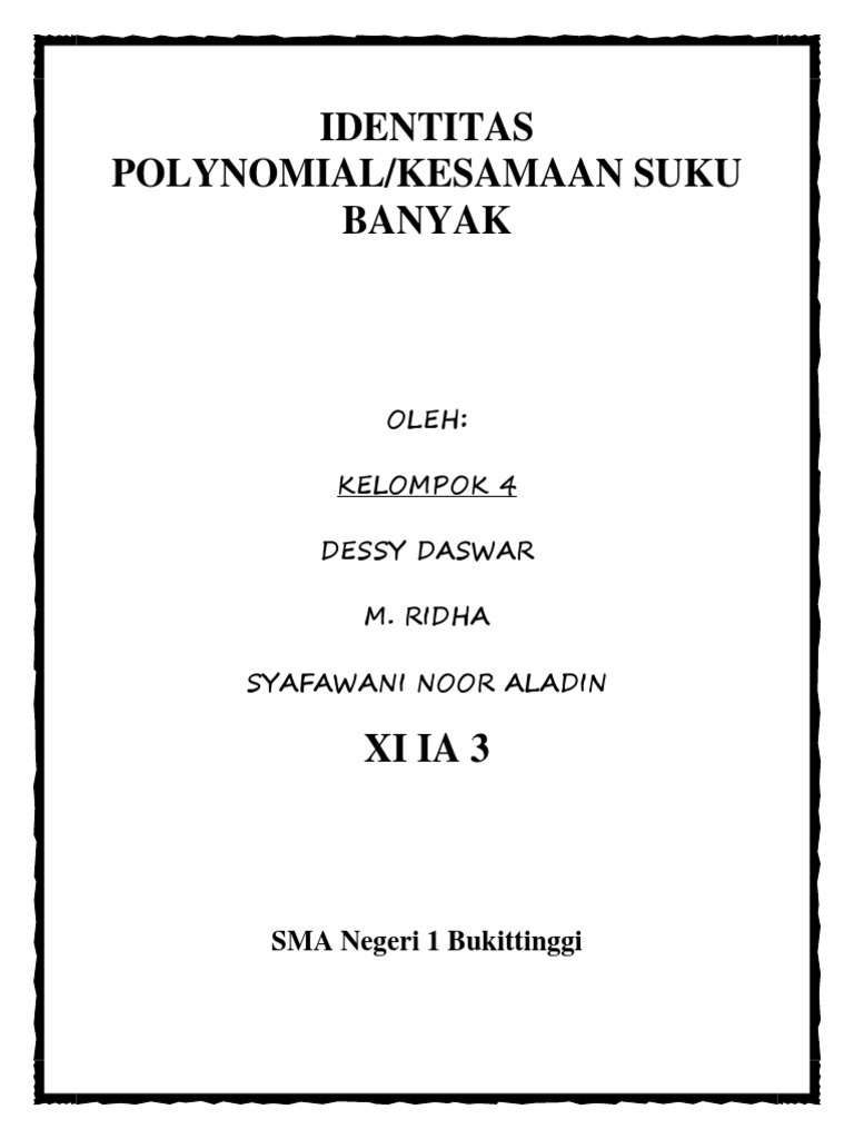 Identitas Polinomial | PDF