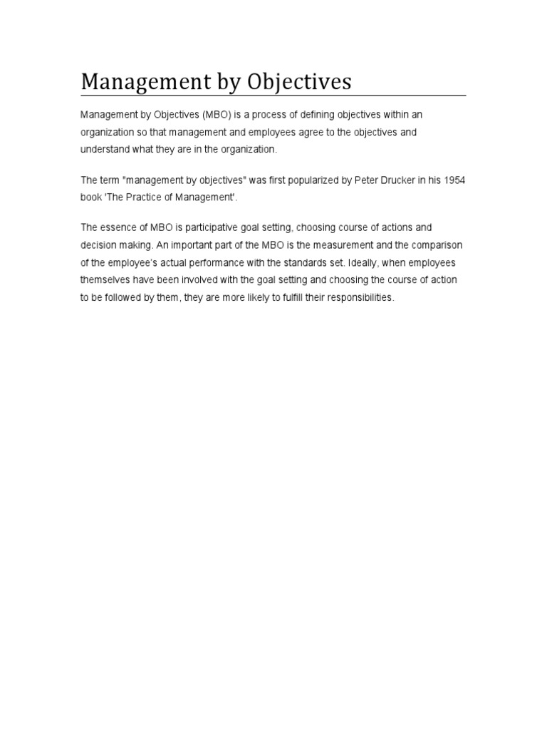 Management by Objectives | PDF | Economies | Business