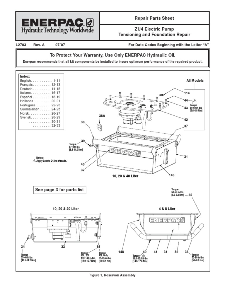 Enerpac ZU4 L2703 - A | PDF | Electrical Connector | Electrical Wiring