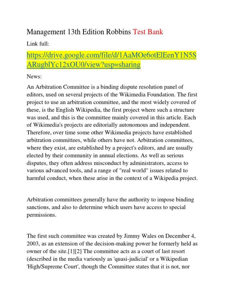 Management 13th Edition Robbins Test Bank | PDF | Justice | Crime ...