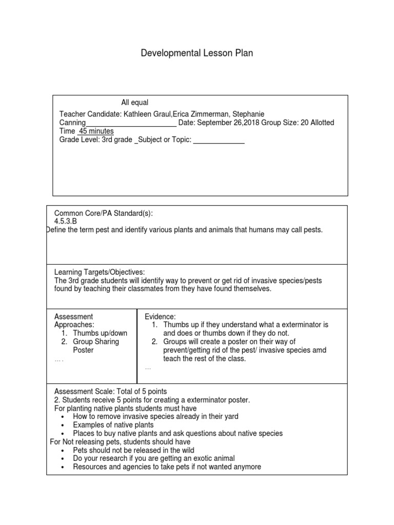 205 Lesson Plan 5 | PDF | Pest Control | Invasive Species