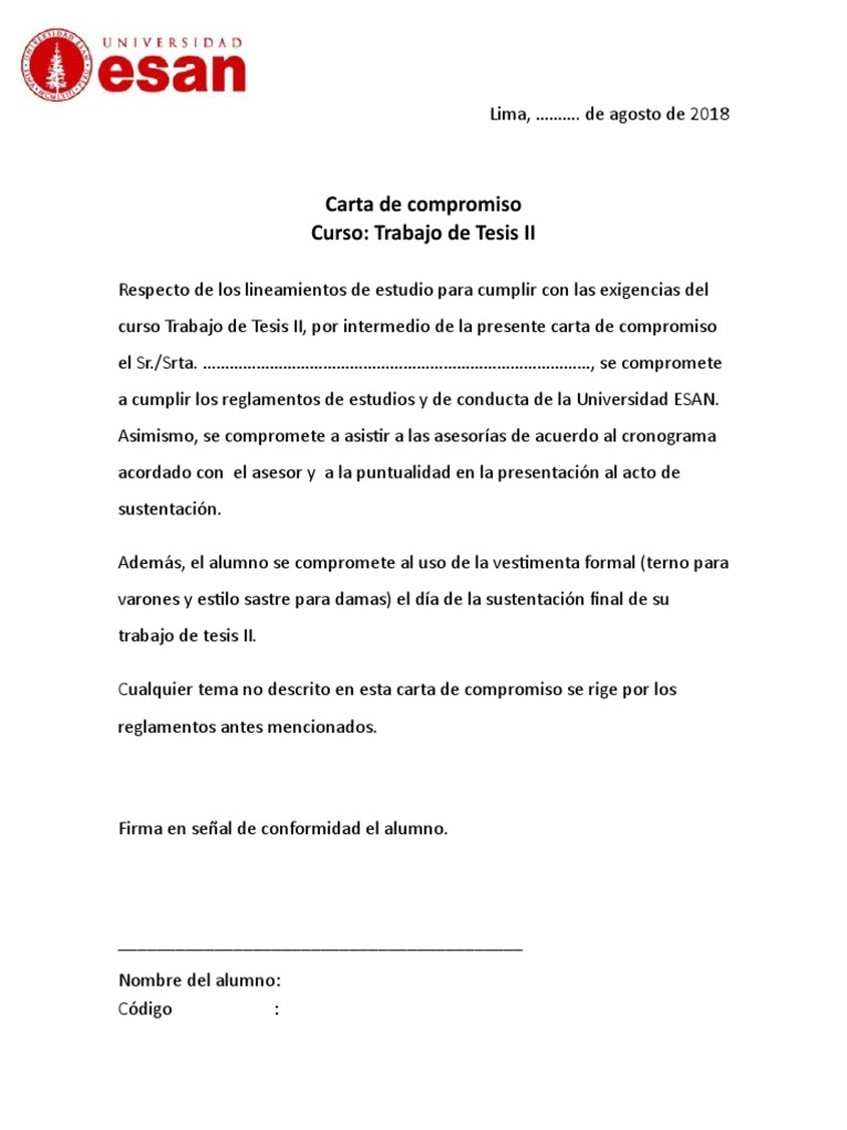 Carta de Compromiso