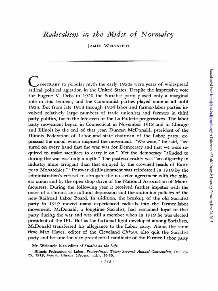Early 1920s U.S. Labor Radicalism | PDF | American Federation Of Labor ...