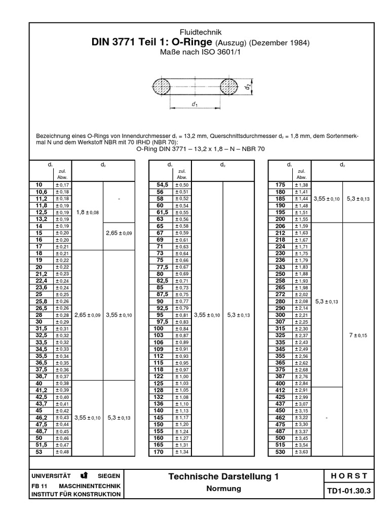 DIN-3771 Teil 1 O-Ringe PDF | PDF