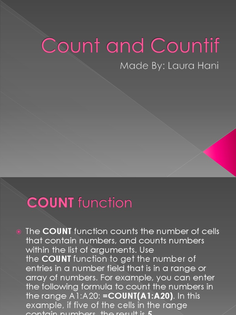 COUNT vs. COUNTIF Excel Functions | PDF | Finance & Money Management ...