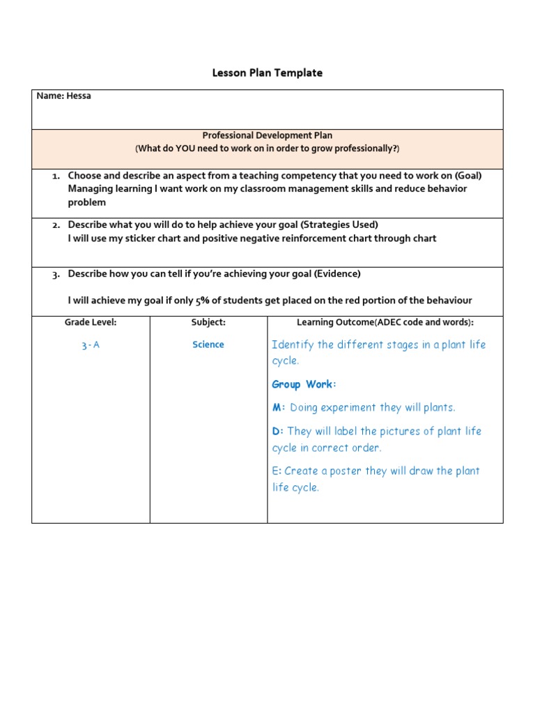 Lesson Plan Science Plant Life Cycle | PDF | Lesson Plan | Plants