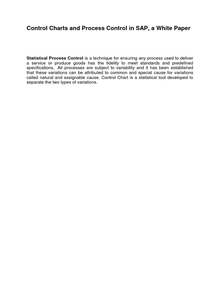 Control Charts and Process Control in SAP | PDF