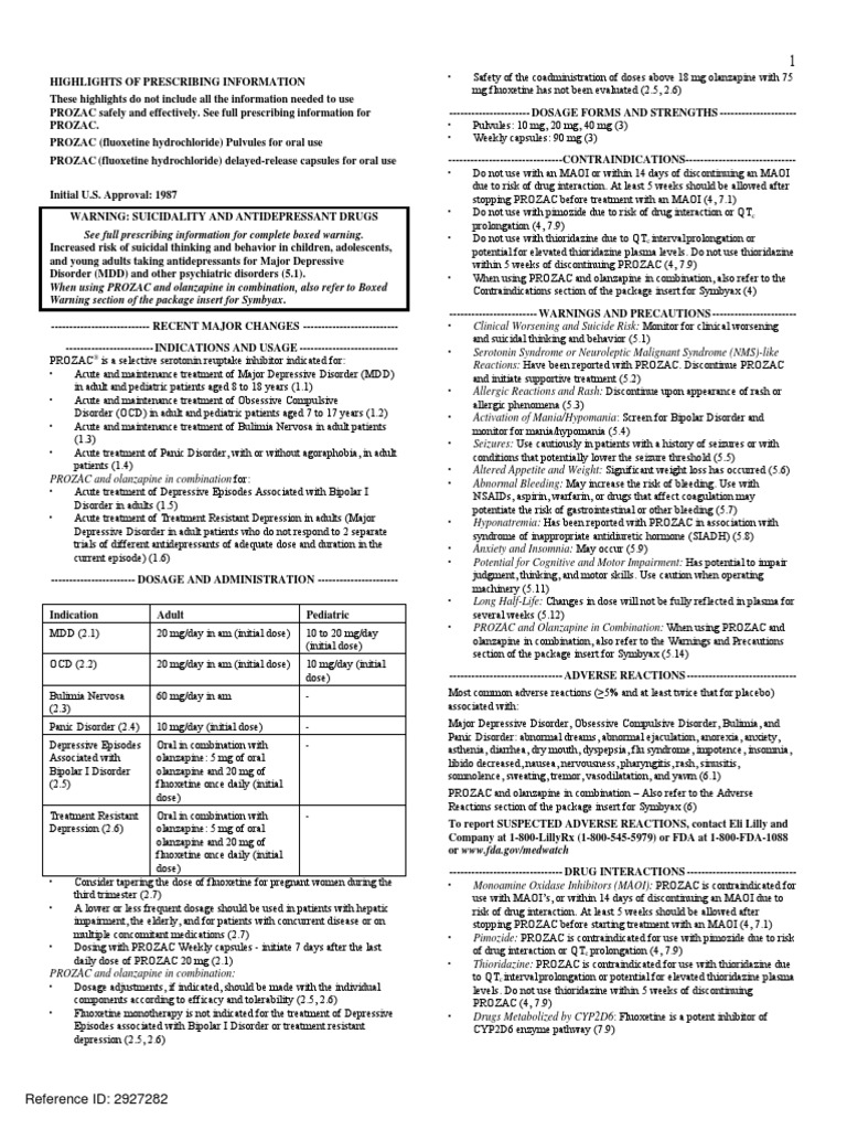 See Full Prescribing Information For Complete Boxed Warning | PDF | Antidepressant | Olanzapine