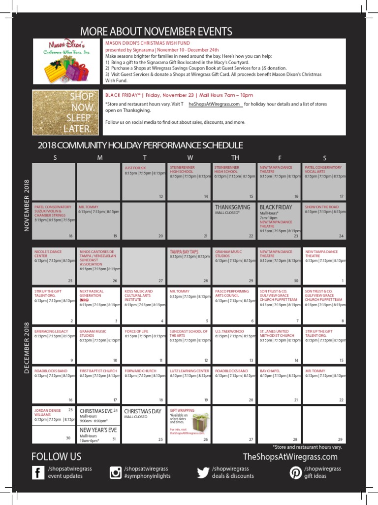 2018 Community Performance Schedule | PDF | Black Friday (Shopping ...