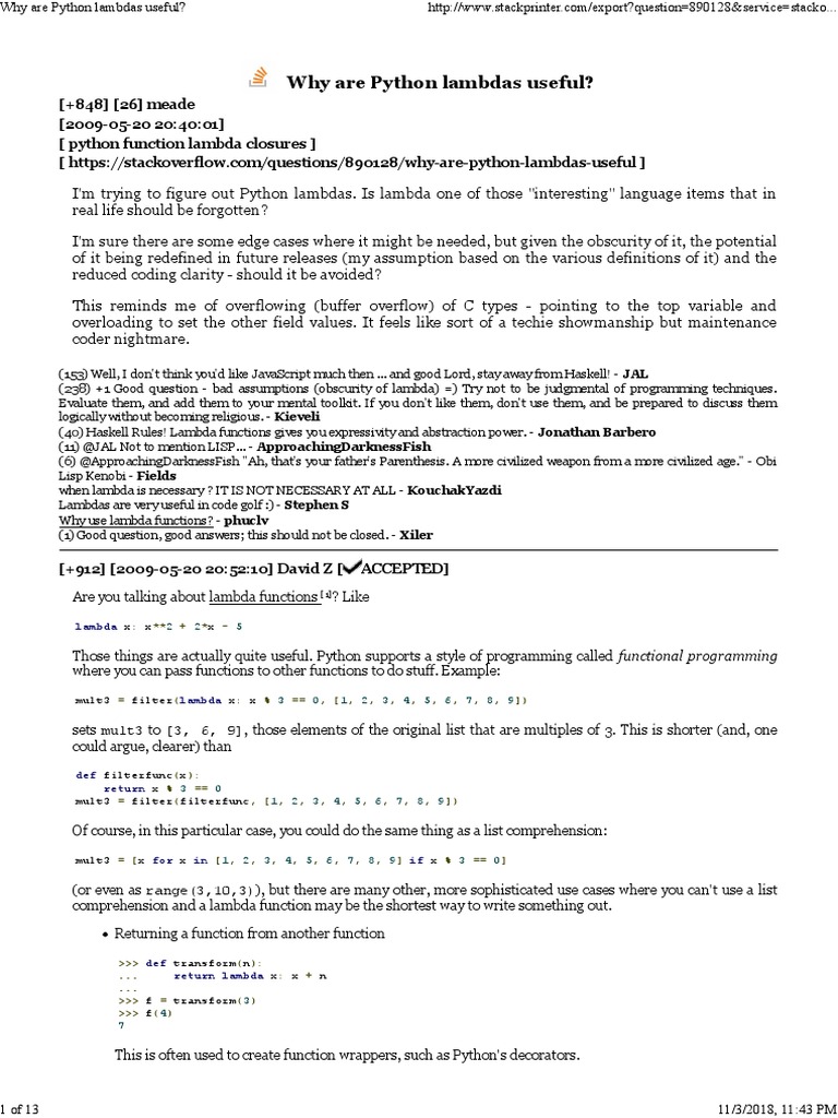 Why Are Python Lambdas Useful | PDF | Anonymous Function | Functional Programming