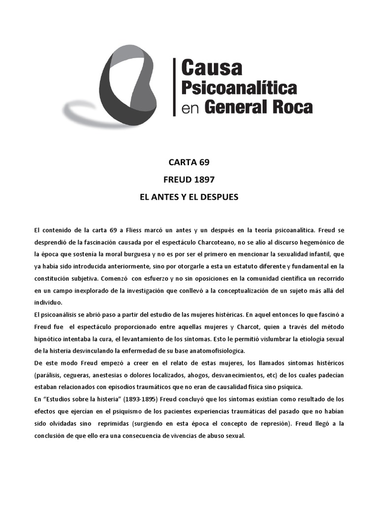 Carta 69 Freud | PDF | Sigmund Freud | Neurosis