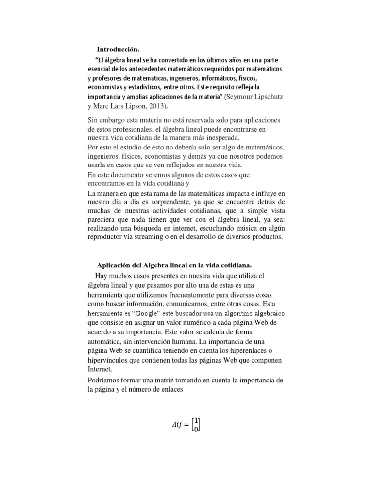 Aplicacion Del Algebra Lineal en La Vida Cotidiana | PDF | Píxel | Página web