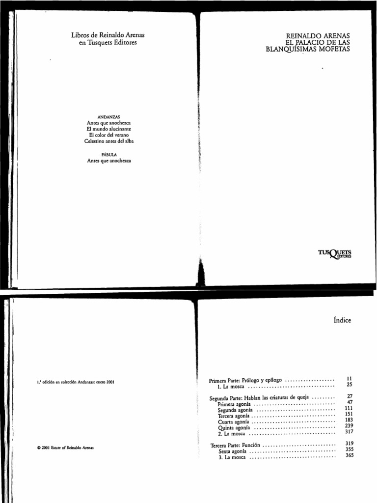 Arenas Reinaldo El Palacio de Las Blanquisimas Mofetas PDF | PDF