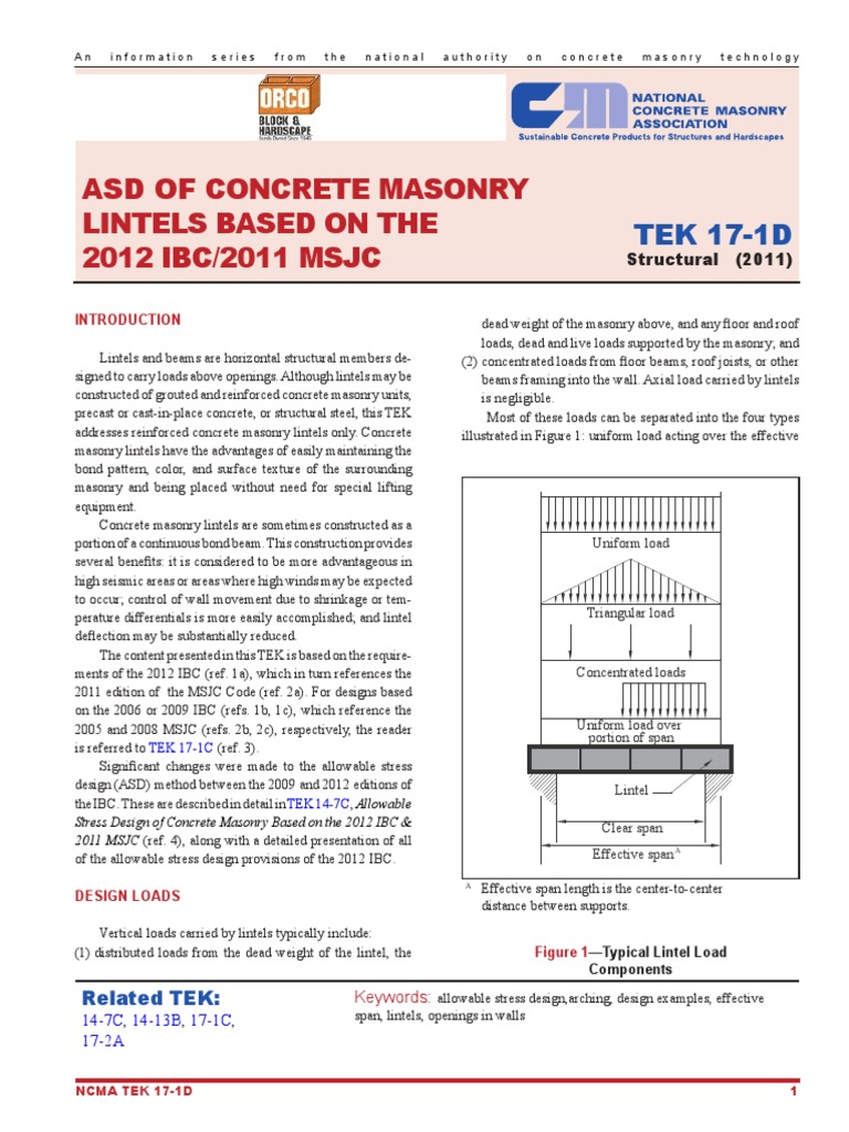 Lintel Design Example | PDF | Masonry | Beam (Structure)