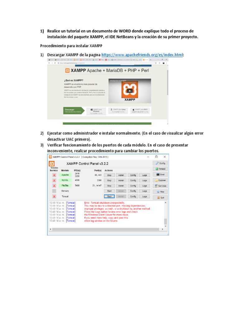 Instalación de XAMPP y NetBeans | PDF