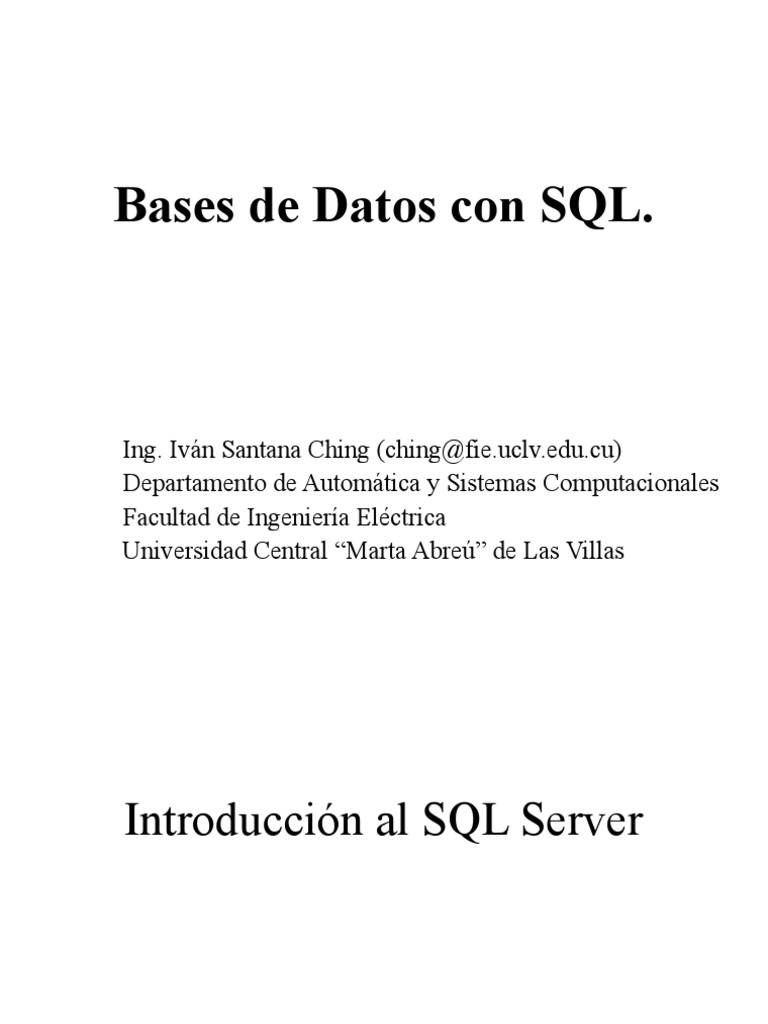 Conf#11 Introducción Al SQL Server | PDF | SQL | Servidor SQL de Microsoft