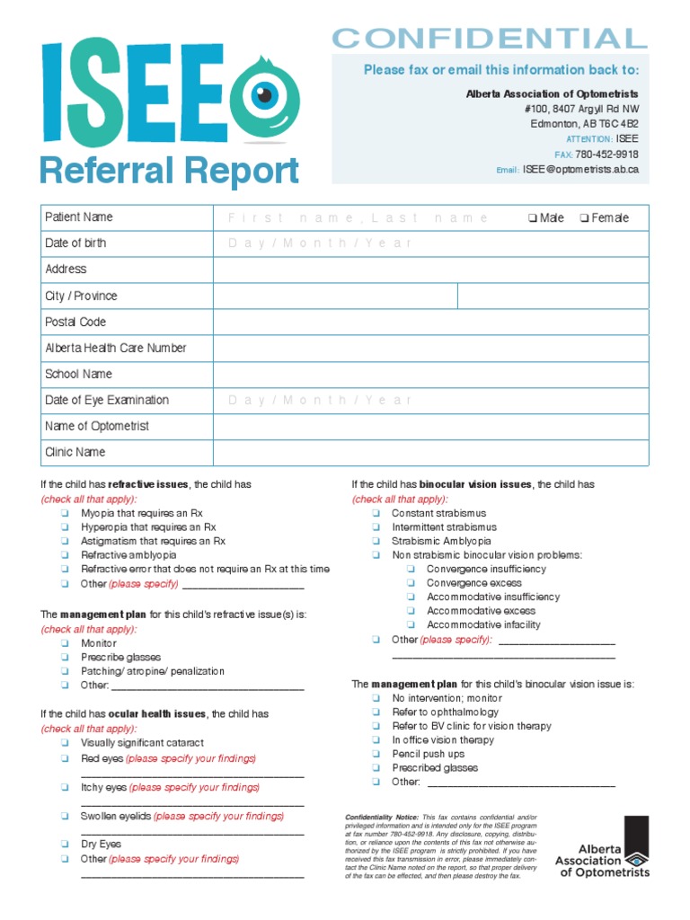 ISEE Referral Form Final | PDF | Senses | Medicine