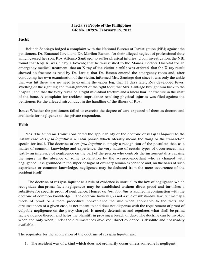 Dr. Jarcia vs. People | PDF | Negligence | Legal Concepts