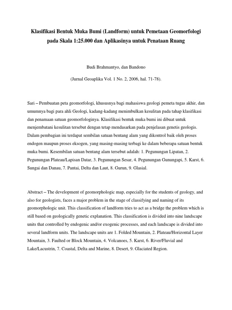 Klasifikasi Geomorfo BMB | PDF | Sains & Matematika | Teknologi & Rekayasa