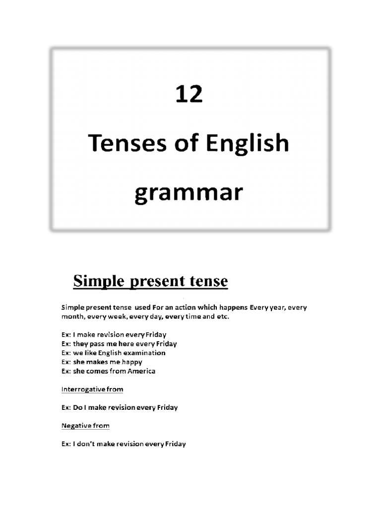 12 Tense of English Grammar | PDF